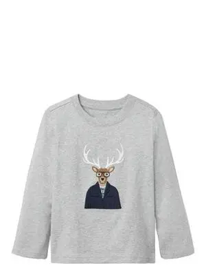 Janie And Jack Dapper Deer Tee - Gray