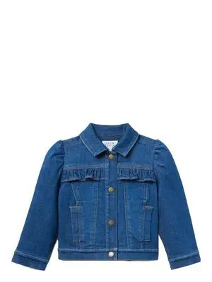Janie And Jack Denim Puff Sleeve Trucker Jacket - Blue