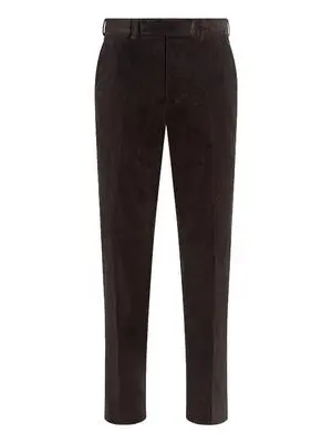 Zegna Cashco Stretch Cotton & Cashmere Corduroy Trousers - Dark Brown