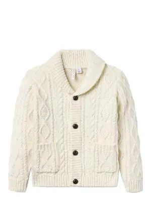 Janie And Jack Cable Knit Shawl Collar Cardigan - Ivory