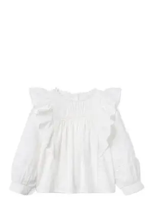 Janie And Jack Ruffle Pintuck Top - White