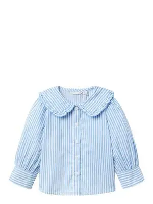 Janie And Jack Striped Ruffle Collar Top - Blue