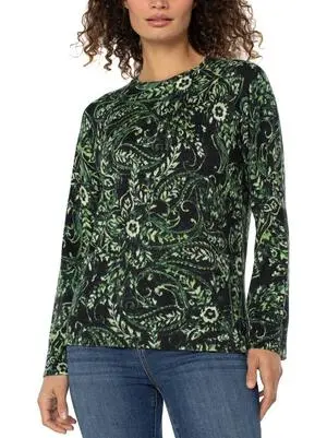 LIVERPOOL Printed Sweater - Dp Green Paisley