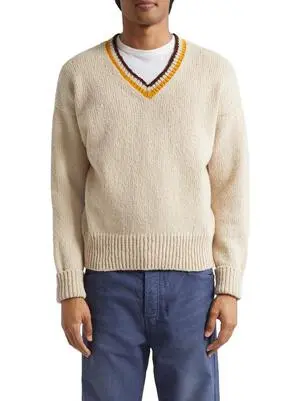 Visvim College Wool & Cashmere V-neck Sweater - Ivory