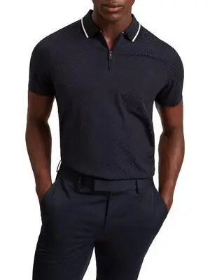 Ted Baker London Cophen Stretch Cotton Zip Polo - Navy