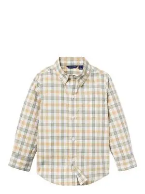 Janie And Jack Plaid Poplin Shirt - Yellow/green Plaid