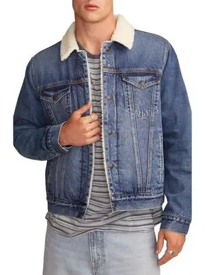 Lucky Brand Denim Trucker Jacket With Faux Shearling Lining - Cold Spring