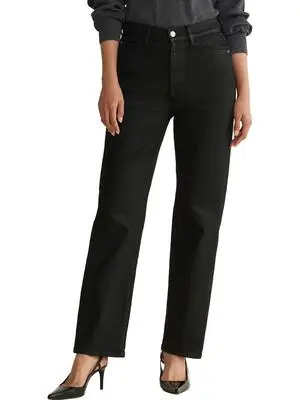 Warp + Weft Coated High-rise Straight-leg Jeans - Coated Noir