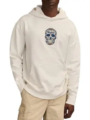 Lucky Brand Skull Embroidered Hoodie - Cloud Dancer
