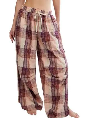 Free People Wide Leg Pajama Pants - Peach Combo