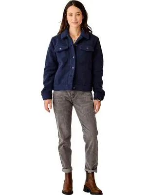 Carve Designs Boucle Fleece Trucker Jacket - Navy