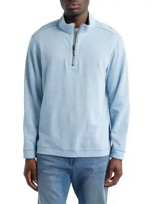 Tommy Bahama Reversible Half Zip Pullover - Blue Muscari Heather