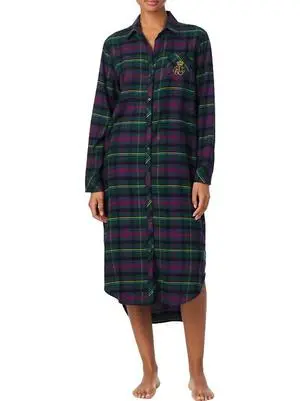 Ralph Lauren Plaid Print Sleepshirt - Multi Plaid