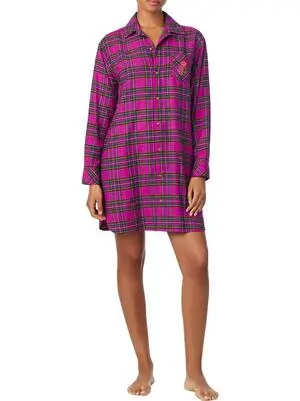 Ralph Lauren Plaid Print Sleepshirt Pink Plaid