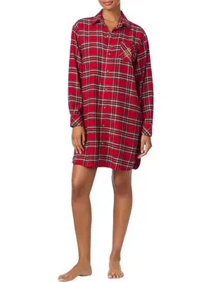 Ralph Lauren Plaid Print Sleepshirt - Red Plaid