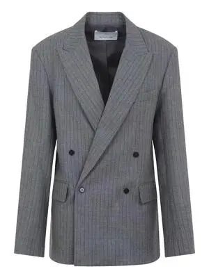THE FRANKIE SHOP Pinstripe Double-breasted Jacket - Grey