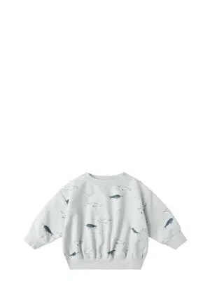 QUINCY MAE Narwhal Print Fleece Crewneck Sweatshirt - Blue