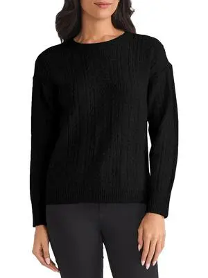 Jones New York Mixed Stitch Cotton Blend Sweater - Jones Black