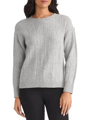 Jones New York Mixed Stitch Cotton Blend Sweater - Smoke Heather
