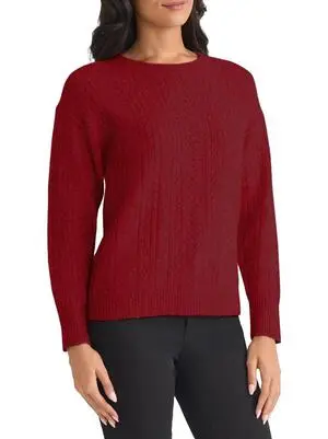 Jones New York Mixed Stitch Cotton Blend Sweater - Venetian Red