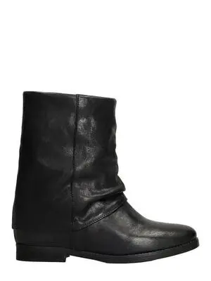 JULIE DEE Leather Boots - Black