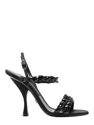 Dolce & Gabbana Satin Rhinestone High-heel Sandals - Black