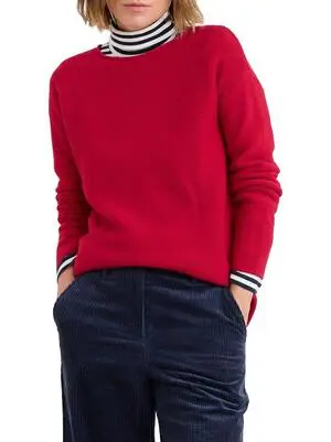 SEASALT CORNWALL Merino Wool Blend Pullover - Knit Melange Carmine