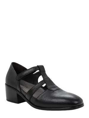 Naot T-Strap Leather Pumps Black Soft Leather