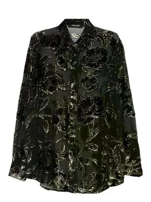 Roberto Cavalli Floral-textured Blouse - Black