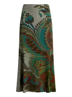 Etro Floral-motif Straight Skirt - Grey