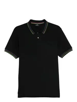 Paul Smith Striped Collar Polo Shirt - Black