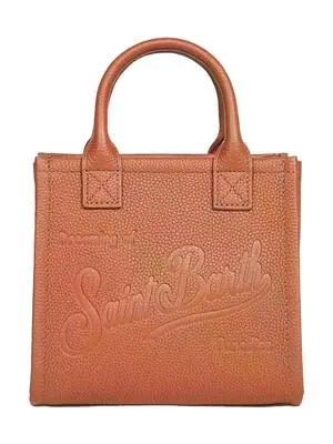 MC2 SAINT BARTH Mini Embossed Grained Leather Tote Bag - Brown
