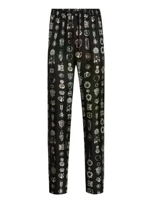 Dolce & Gabbana Medallion Print Trousers - Black