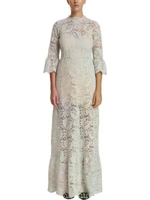 PNK Flared-Sleeve Lace Maxi Dress