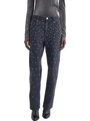 Isabel Marant Brinsa Stud Straight Leg Jeans - Black