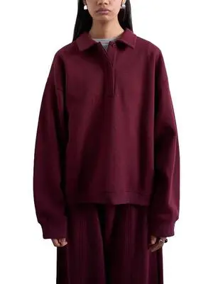 Topshop Oversized Polo Sweatshirt - Burgundy