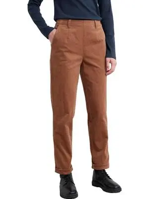 SEASALT CORNWALL Cropped Pull-on Pants With Button Detail - Dark Flax