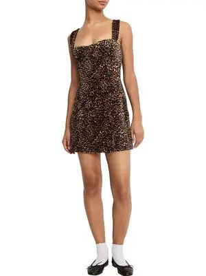Good American Velvet Mini Dress - Mini Lucky Leopard