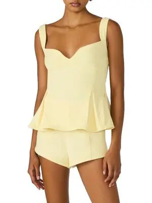 Steve Madden Zenia Stretch Cotton Peplum Top - Golden Glow