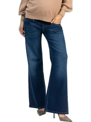 PIETRO BRUNELLI Wide Leg Jeans - Med Dark Wash