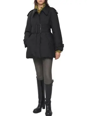 Burberry Belted Berryhill Padded Car Coat - Black