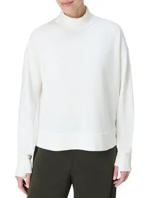 Sweaty Betty After Class Cotton Turtleneck Crop Sweatshirt - Lily White