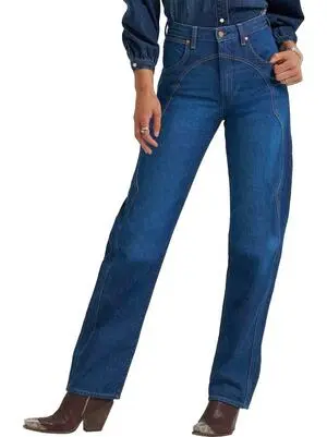 Wrangler High Waist Ankle Barrel Jeans - Rustlers Retreat