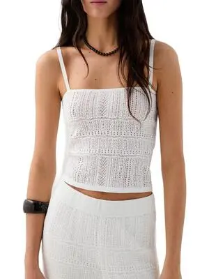 SCALPERS Pointelle Knit Top - White