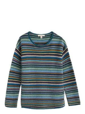 SEASALT CORNWALL Merino Wool-Blend Pullover Sweater Knit Ripple Marks Teal Multi