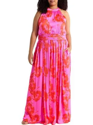 SUGARLIPS Lailah Floral Maxi Dress - Magenta-red