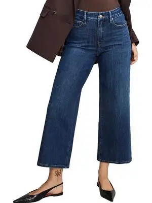 Good American Soft-tech Good Waist Crop Wide Leg Palazzo Jeans - Indigo977