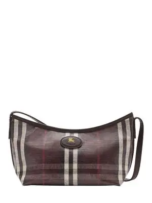Burberry Highlands Check Coated Canvas Baguette Bag - Mahogany