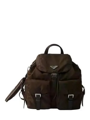 Prada Medium Backpack With Front Pockets - Brown