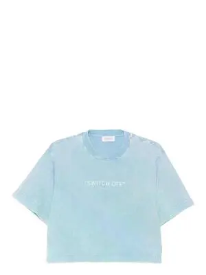 Off-White Logo-print Cropped T-shirt - Blue